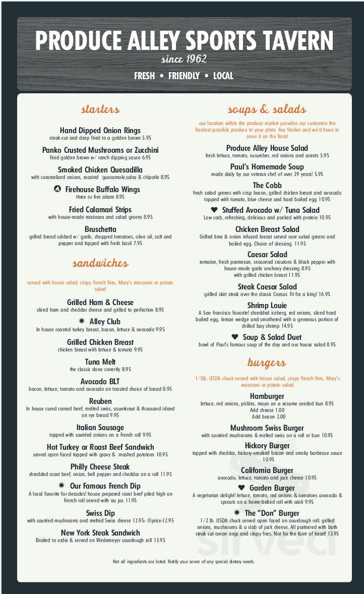 Menu - South San Francisco CA's 101 Restaurant & Bar | Sirved