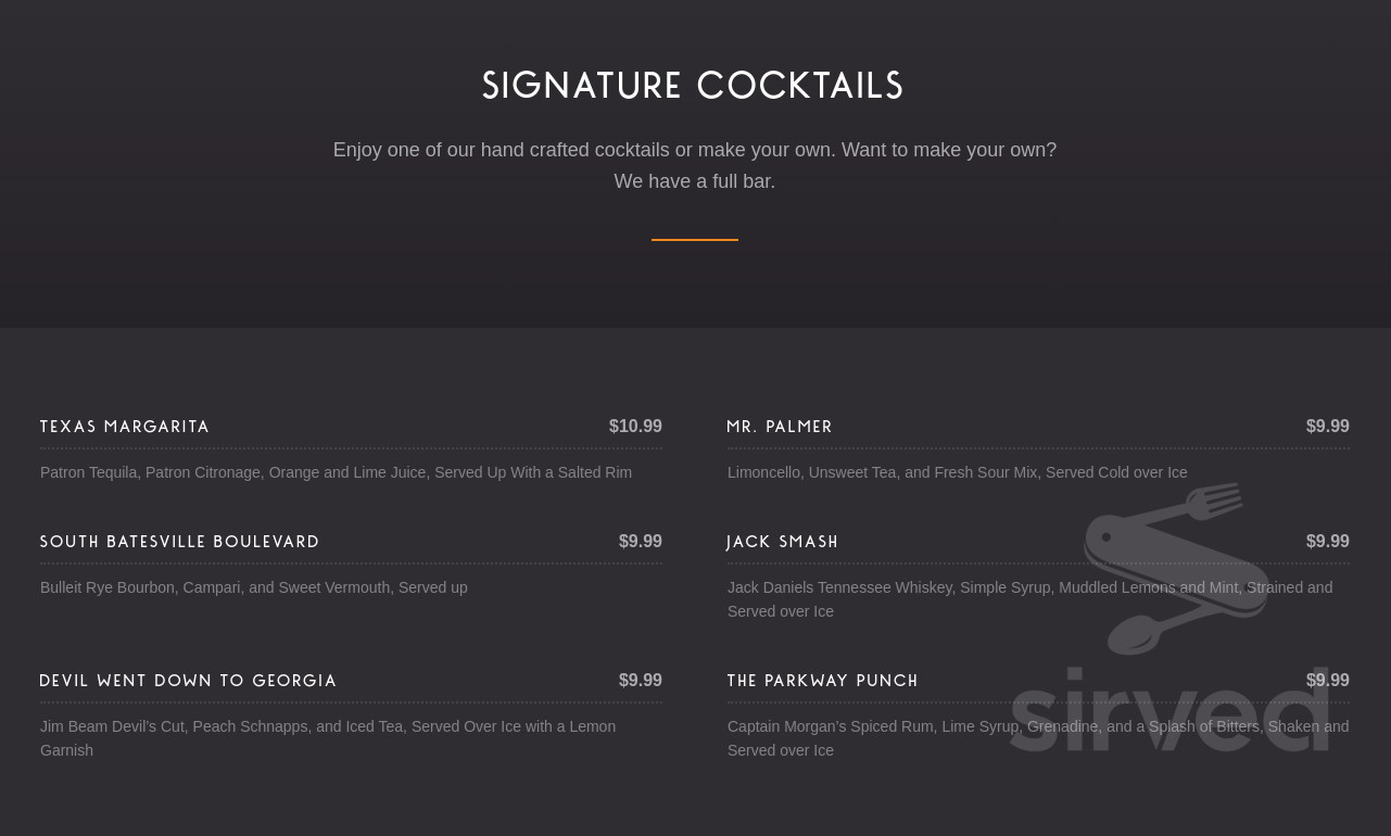 Menu - Greer SC's Rigsby's Smoked Burgers, Wings & Grill at Thornblade ...