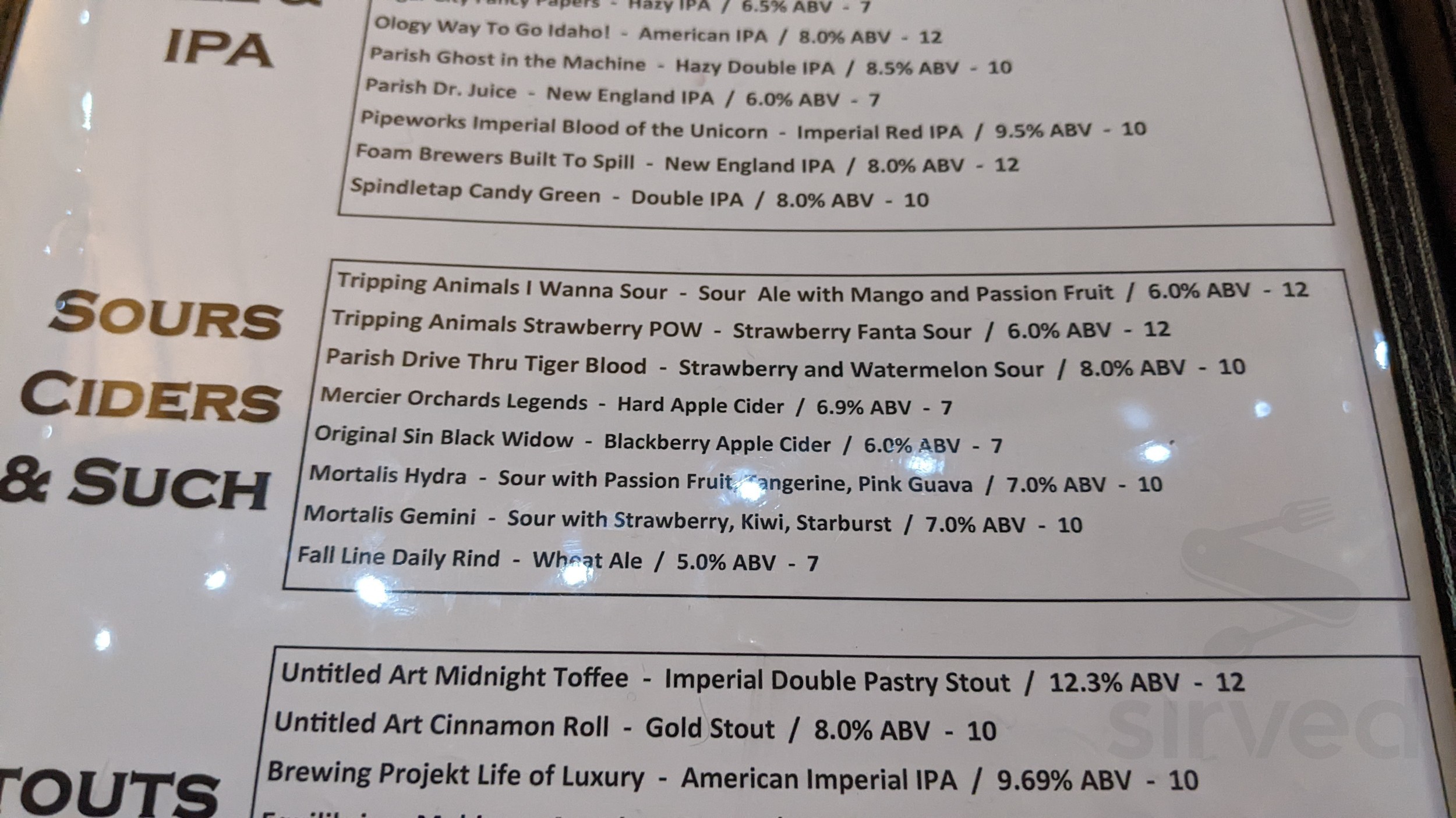 Eleventh Street Pub menus in Atlanta, Georgia, United States