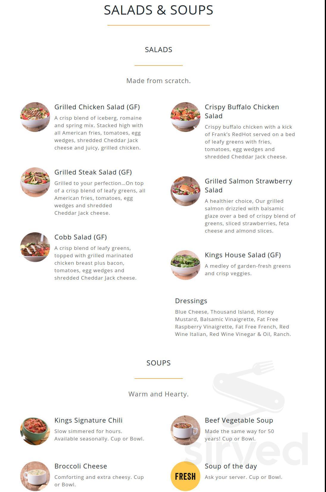 Kings Family Restaurants menu in Kittanning, Pennsylvania, USA