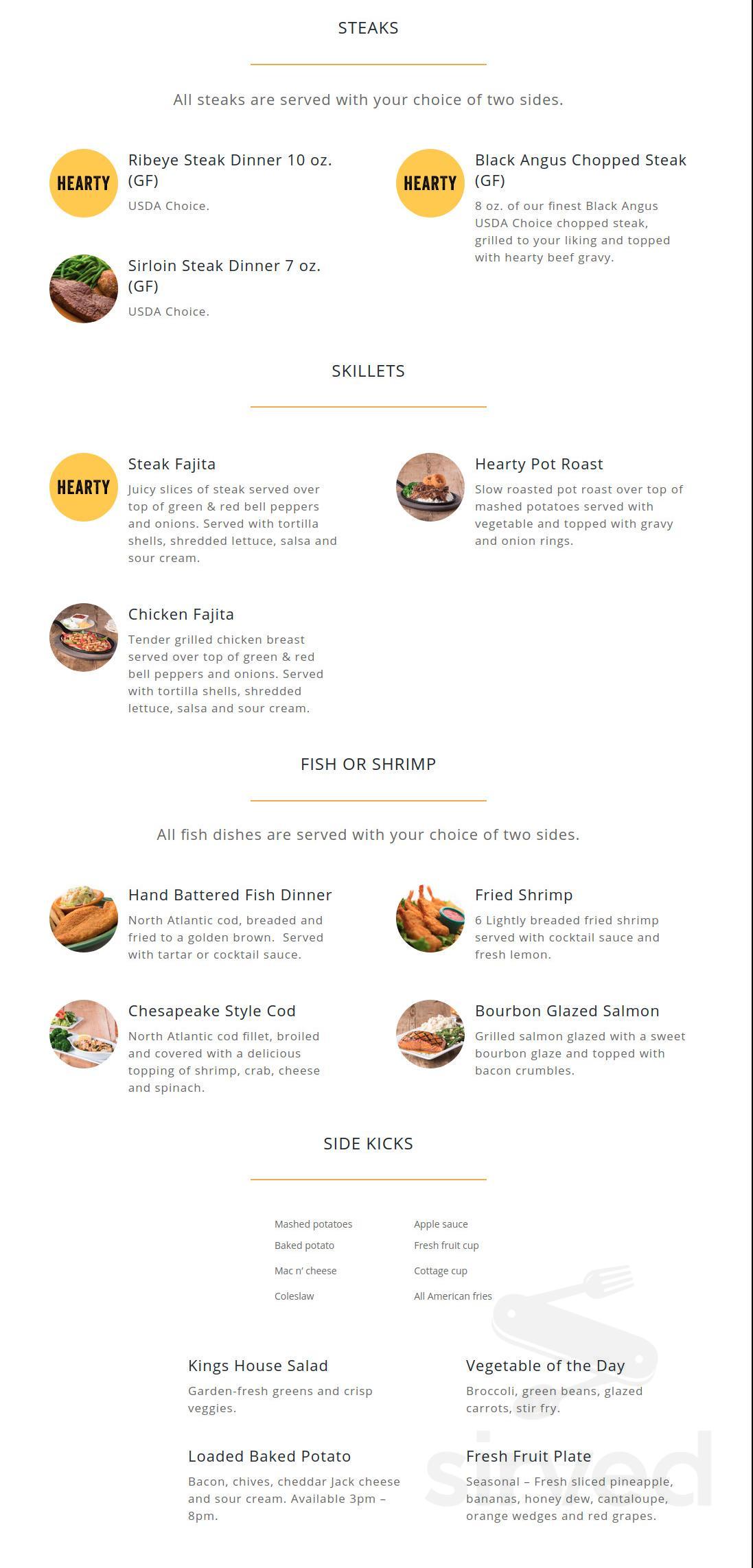 Kings Family Restaurants menu in Kittanning, Pennsylvania, USA