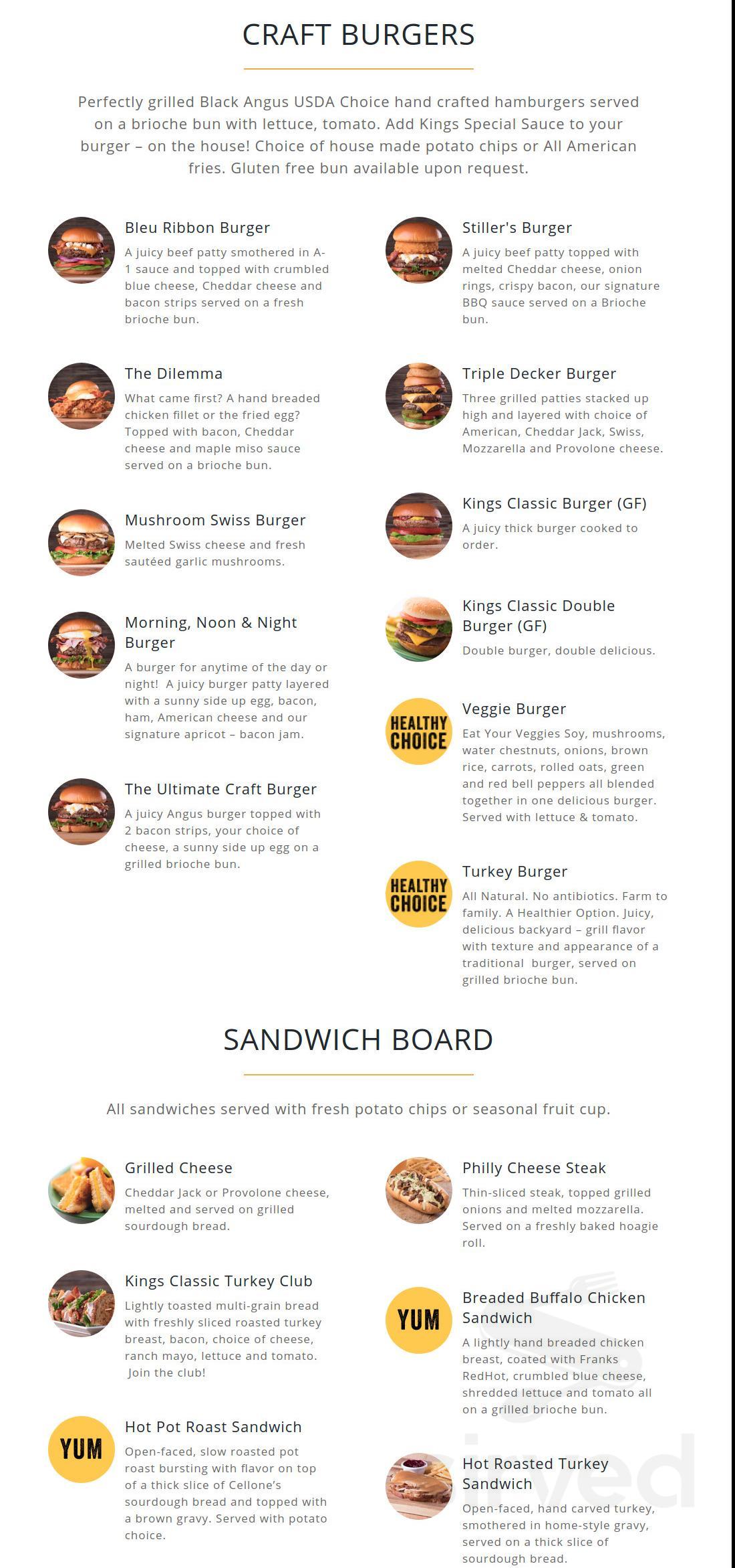 Kings Family Restaurants menu in Franklin, Pennsylvania, USA