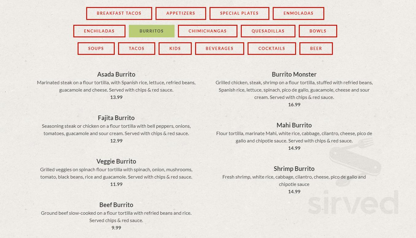 Taco Margarita menu in Austin, Texas, USA