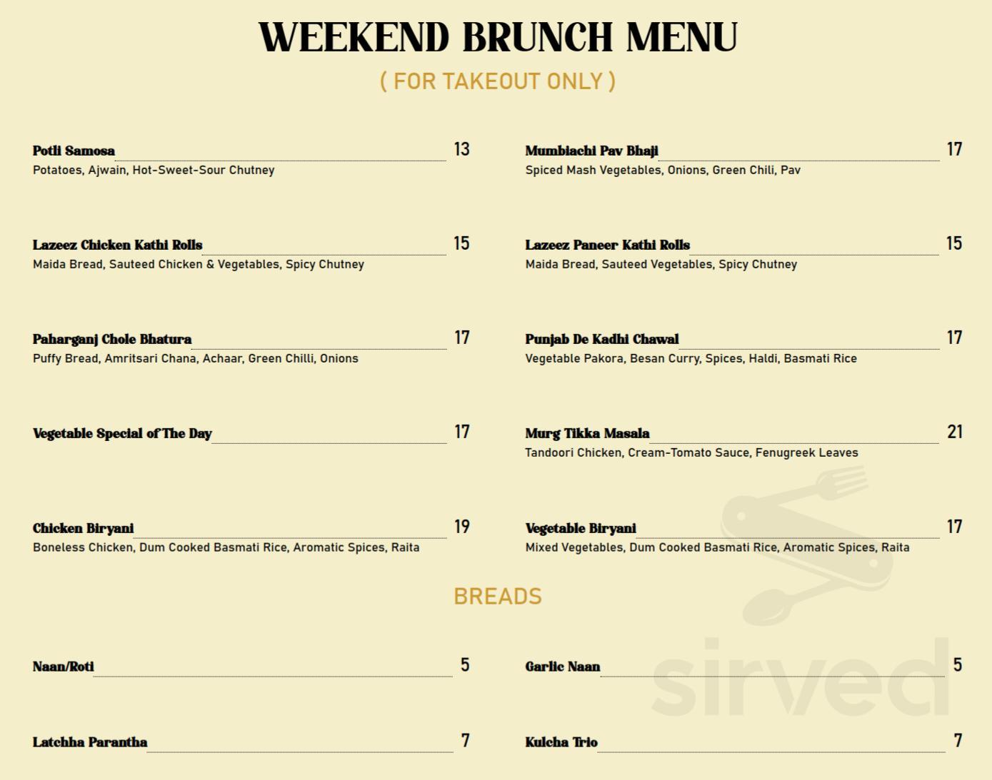 Tashan menu in Bedford, Massachusetts, USA