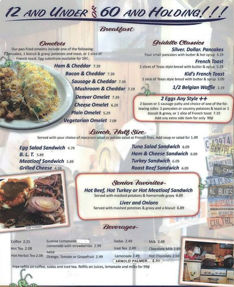 Menu - Sacramento CA's Cricket Country Kitchen | Sirved