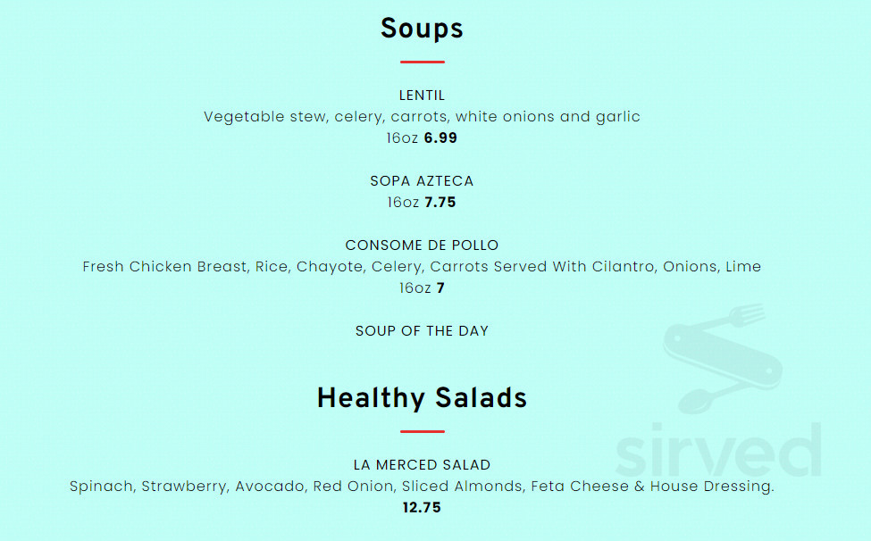 La Merced menu in Brooklyn, New York, USA