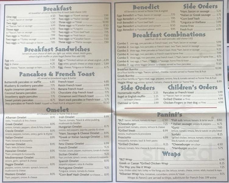 Blue Star menu in Roslindale, Massachusetts, USA