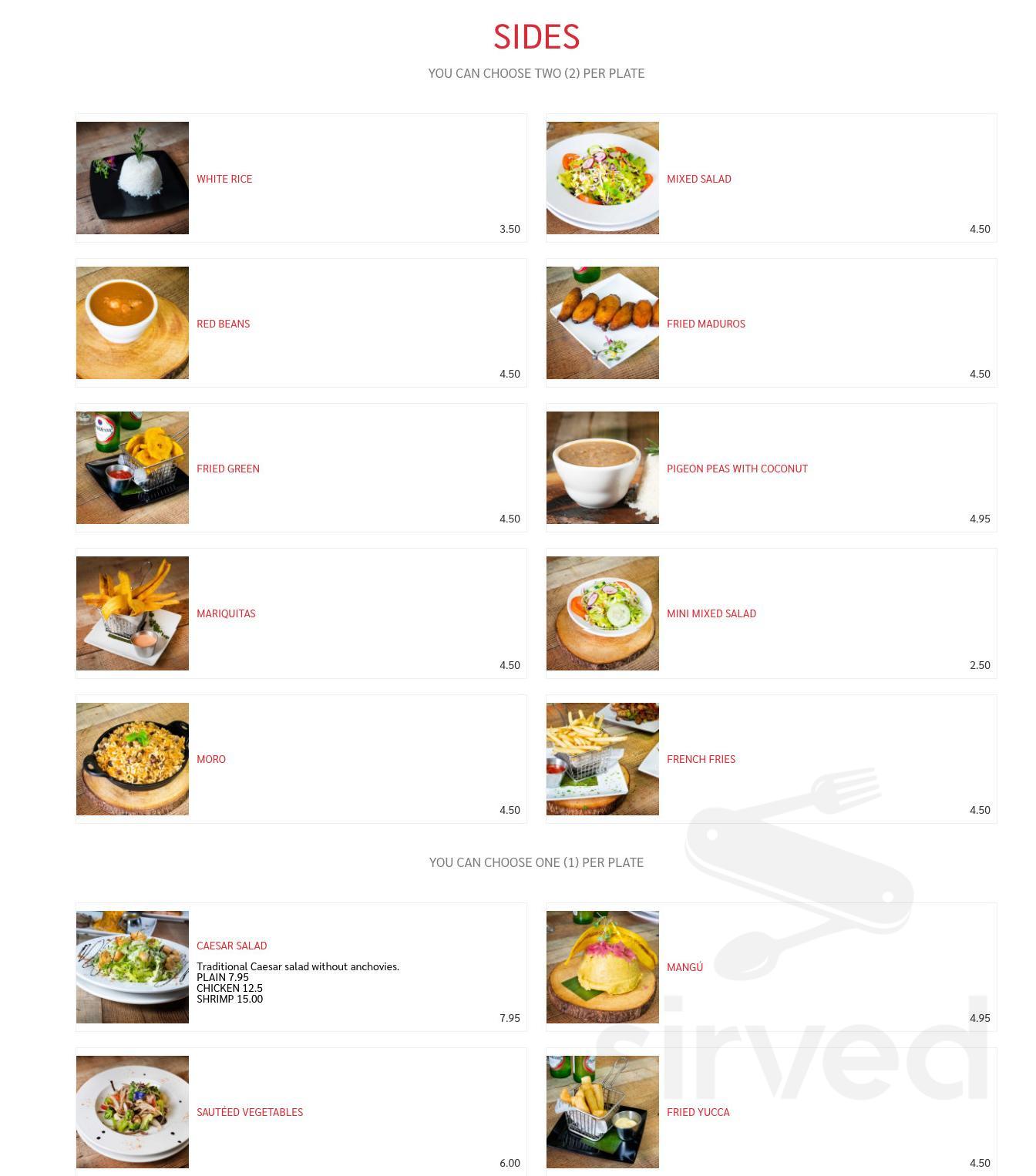 Yarumba Restaurant & Lounge menus in Miami Gardens, Florida, United States