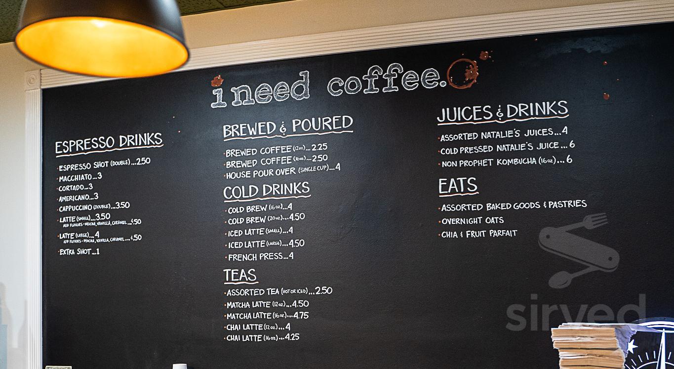 I Need Coffee menu in Jupiter, Florida, USA