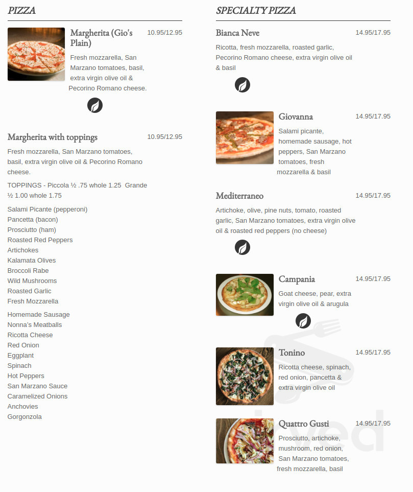 Gio Italian Grill menu in Macungie, Pennsylvania, USA