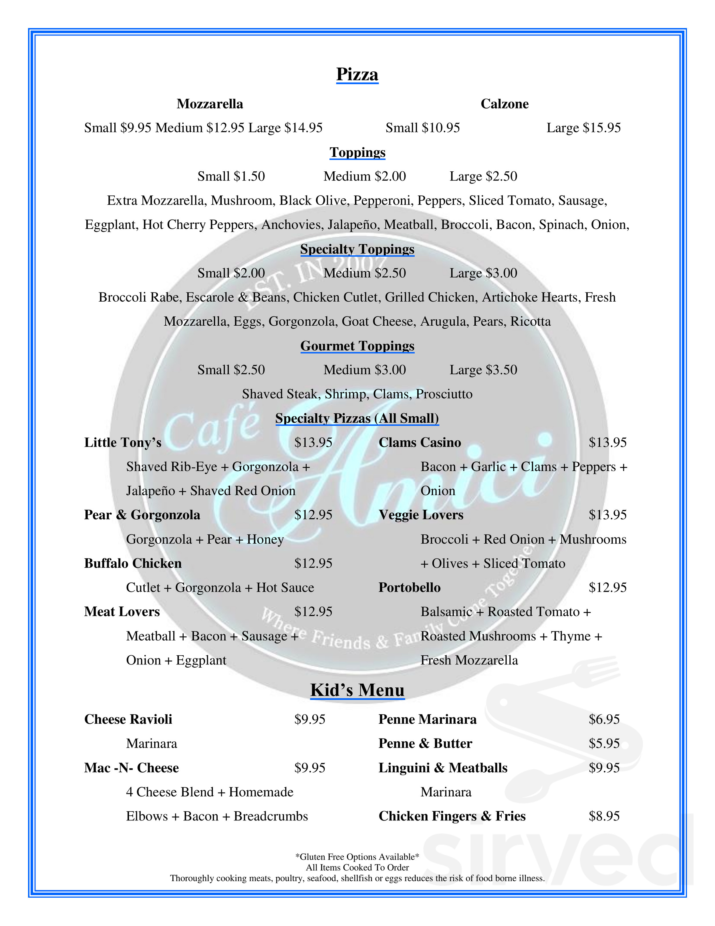 Cafe Amici menu in Hamden, Connecticut, USA