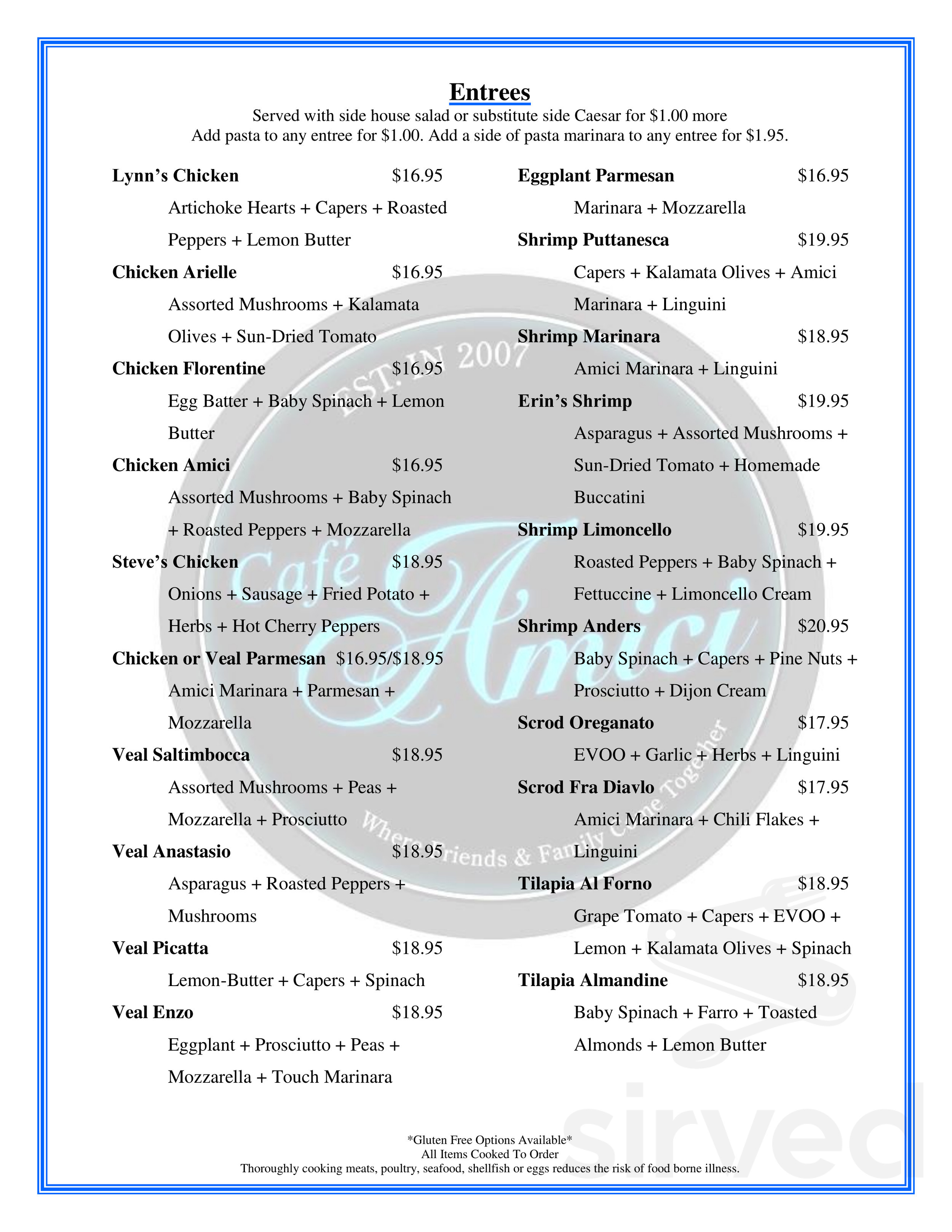 Cafe Amici menus in Hamden, Connecticut, United States