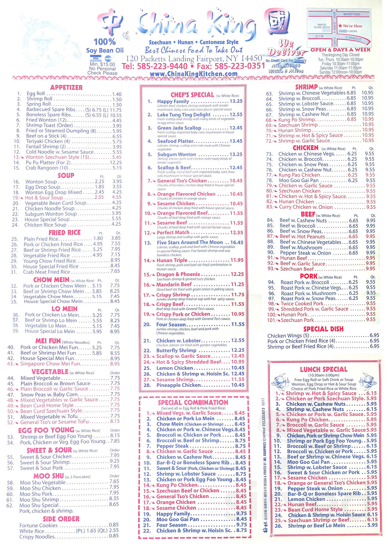 Menu for China King in Fairport, NY | Sirved