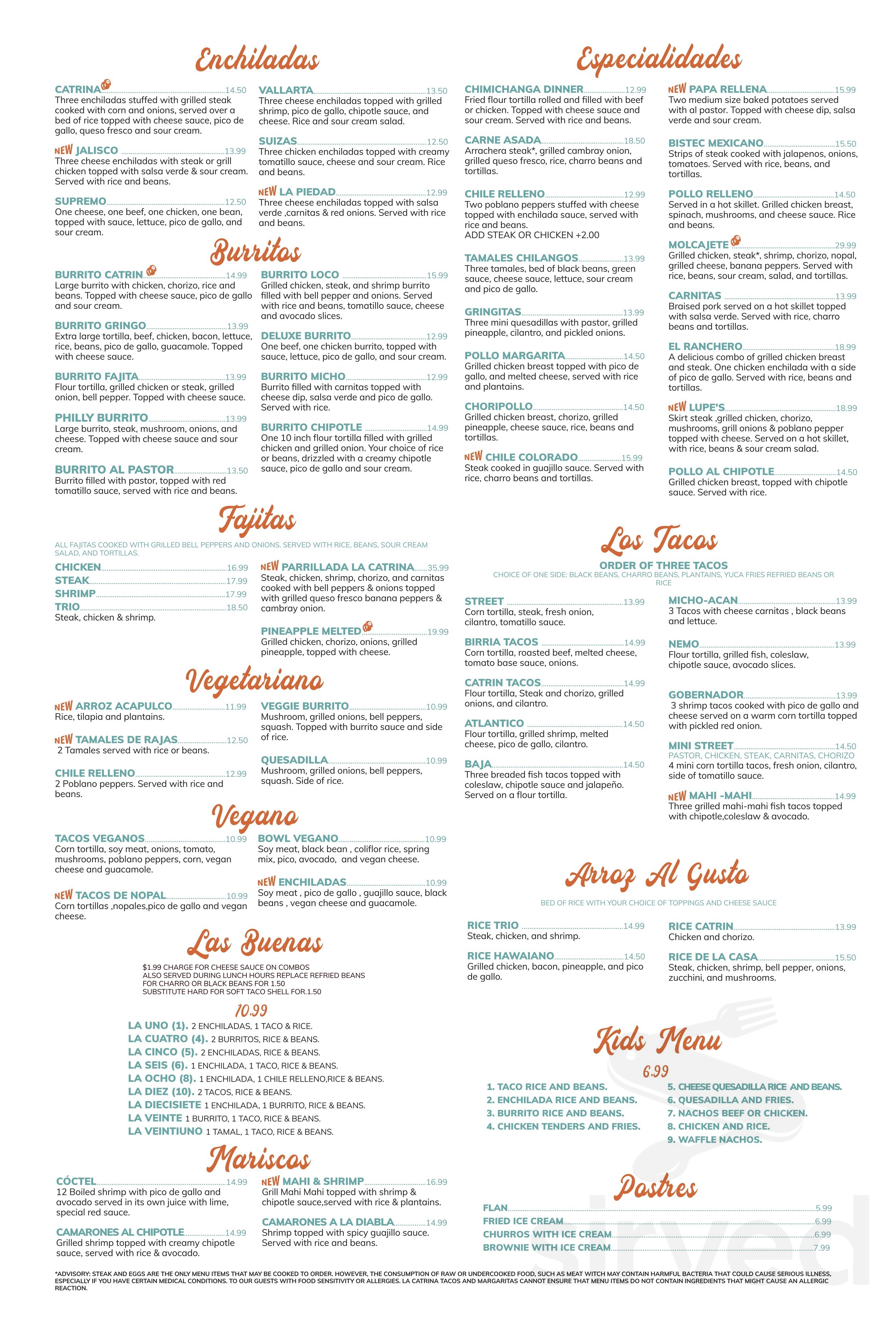 Menu - Jasper GA's LC Tacos & Margaritas | Sirved