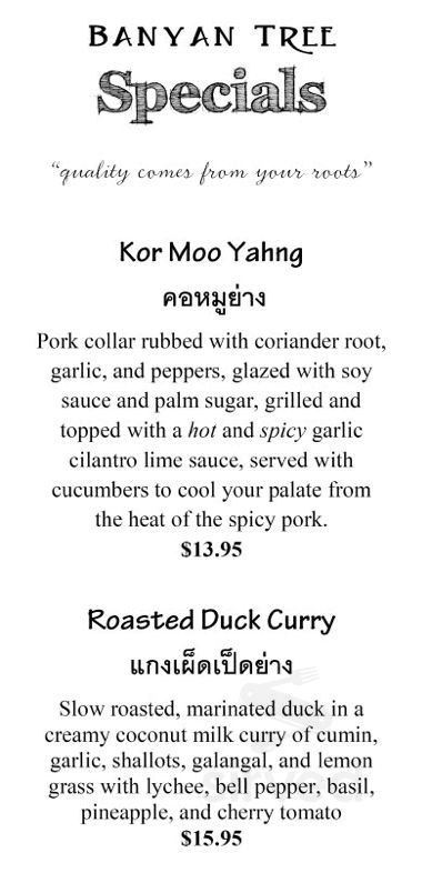 Banyan Tree Restaurant menus in Kent, Washington, United States