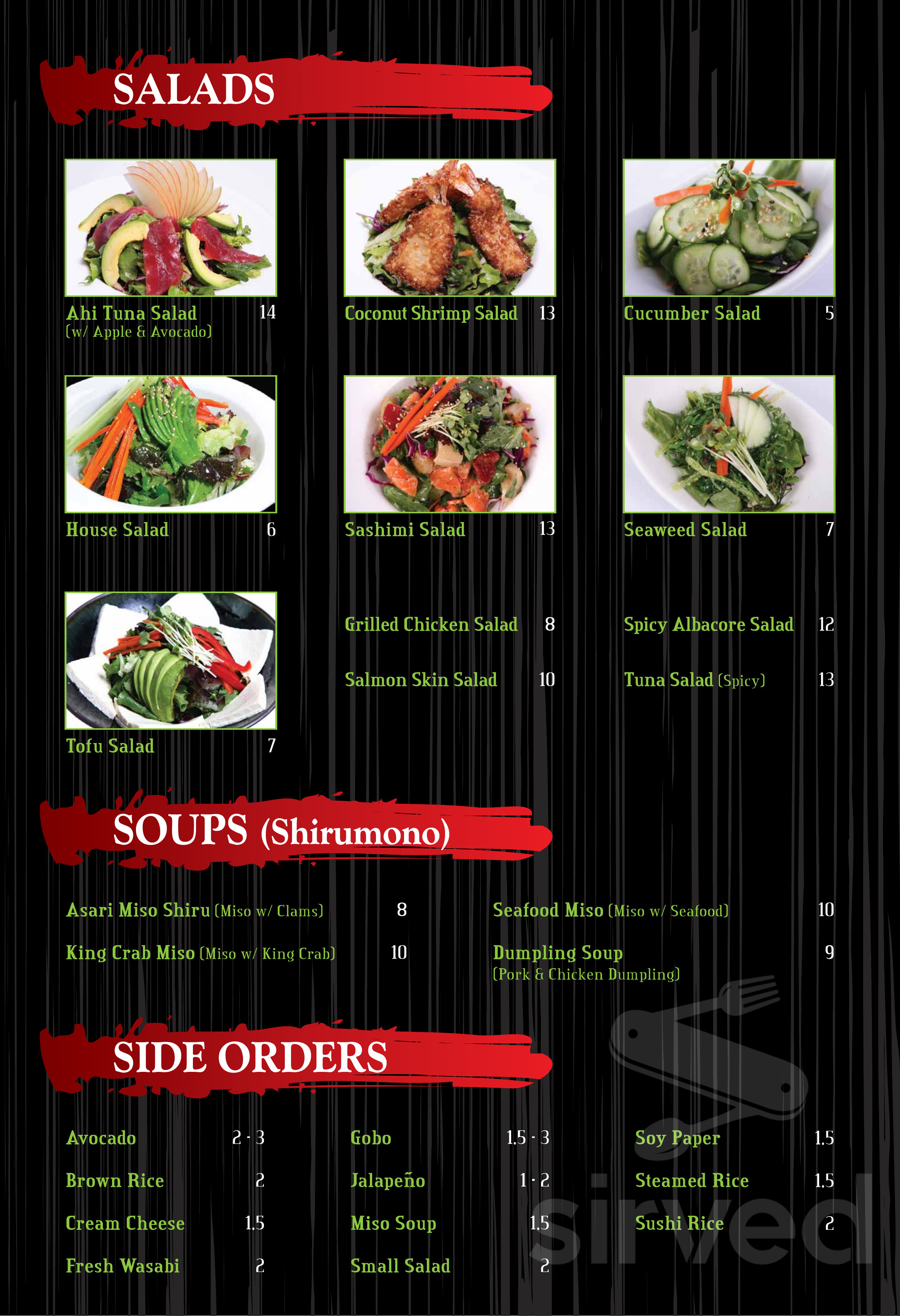 Starfish Sushi Downey menu in Downey, California, USA