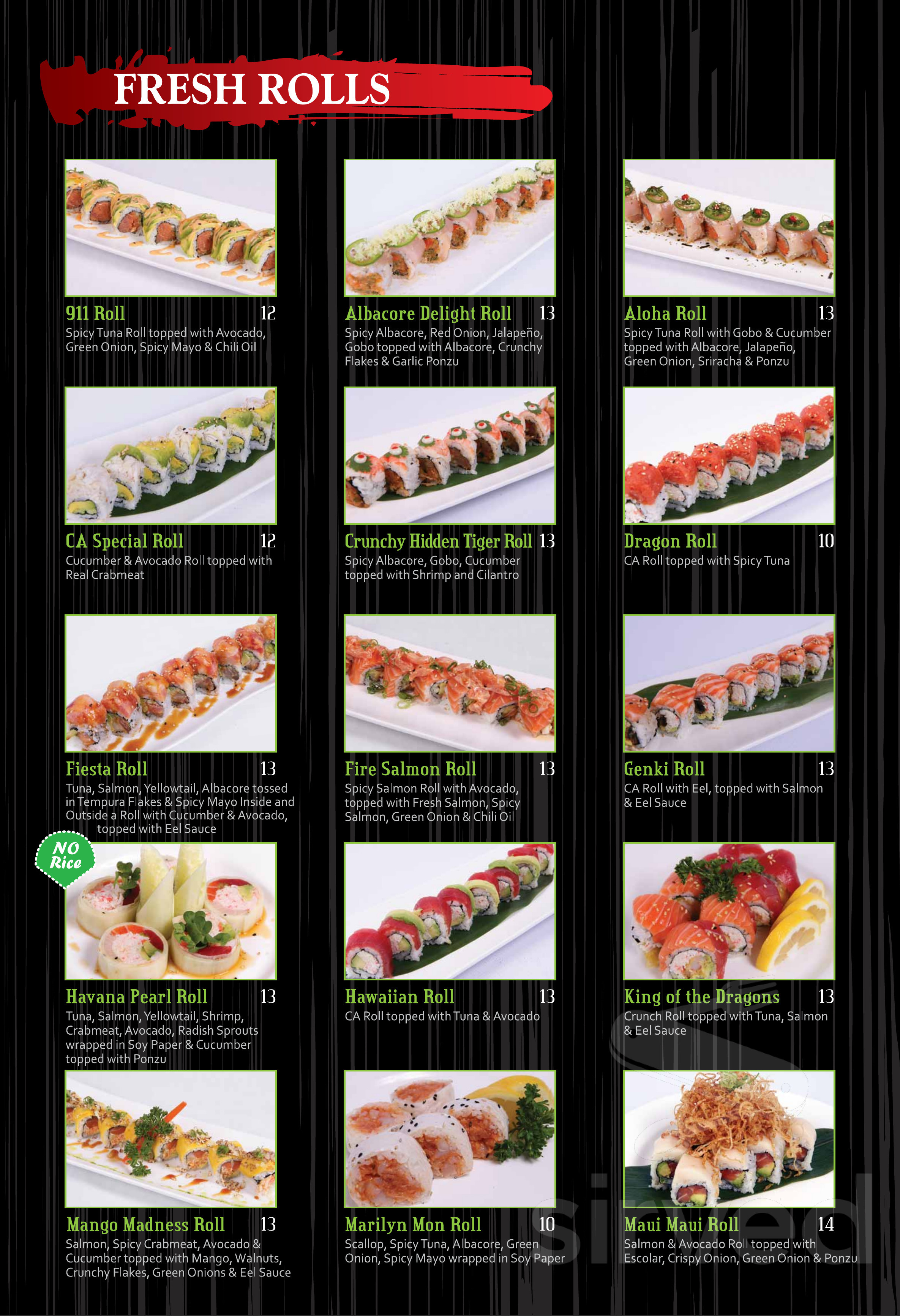 Menu for Starfish Sushi Downey in Downey, California, United States