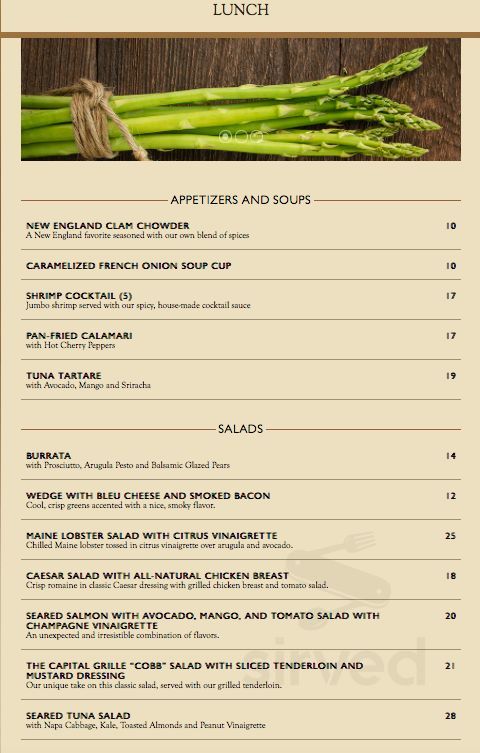 The Capital Grille menu in McLean, Virginia, USA