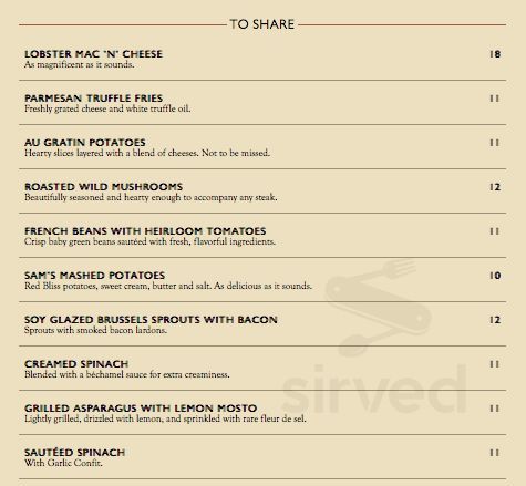 The Capital Grille menu in King of Prussia, Pennsylvania, USA