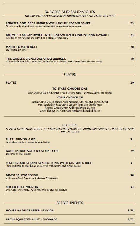 The Capital Grille menu in Palm Beach Gardens, Florida, USA
