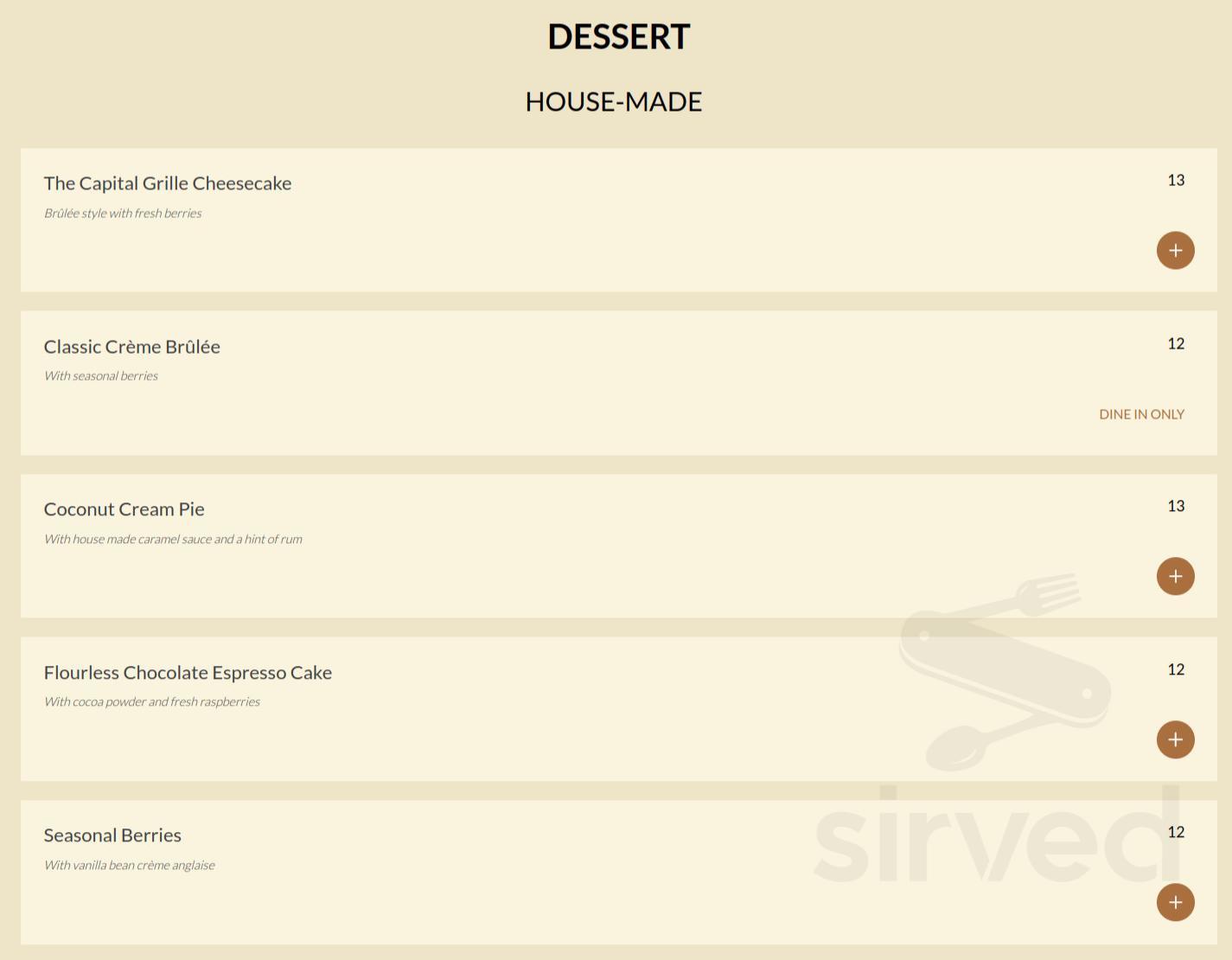 The Capital Grille menu in Lombard, Illinois, USA