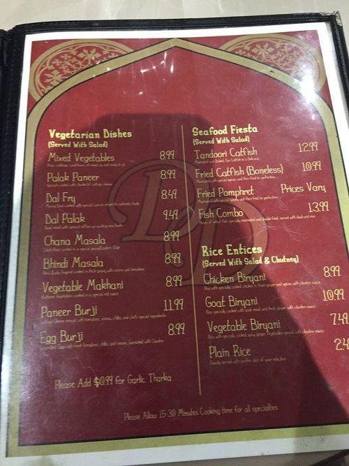 Delhi Darbar Kabab House menu in Chicago, Illinois, USA