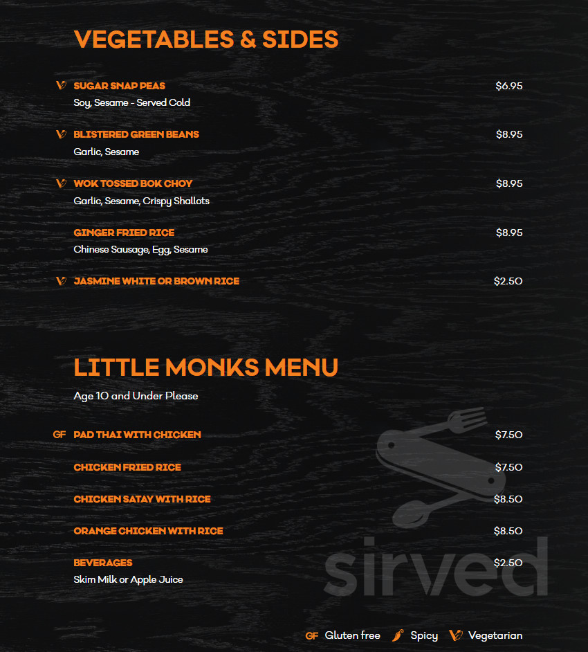 Menu for Social Monk in Westlake Village, California, United States
