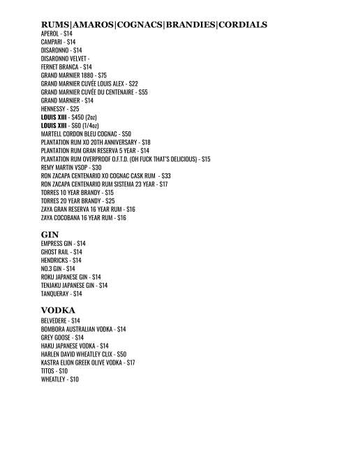 Radius Rooftop Lounge menu in Knoxville, Tennessee, USA