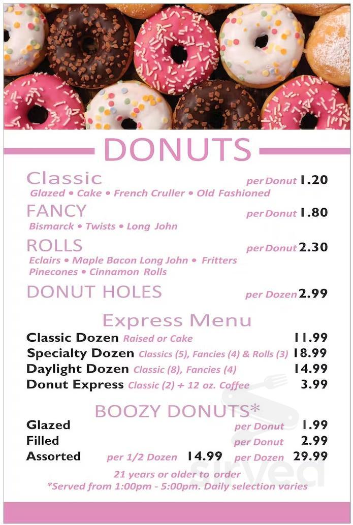 Daylight Donuts Overland Park menu in Overland Park, Kansas, USA
