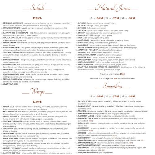 Chop'd menu in La Mirada, California, USA