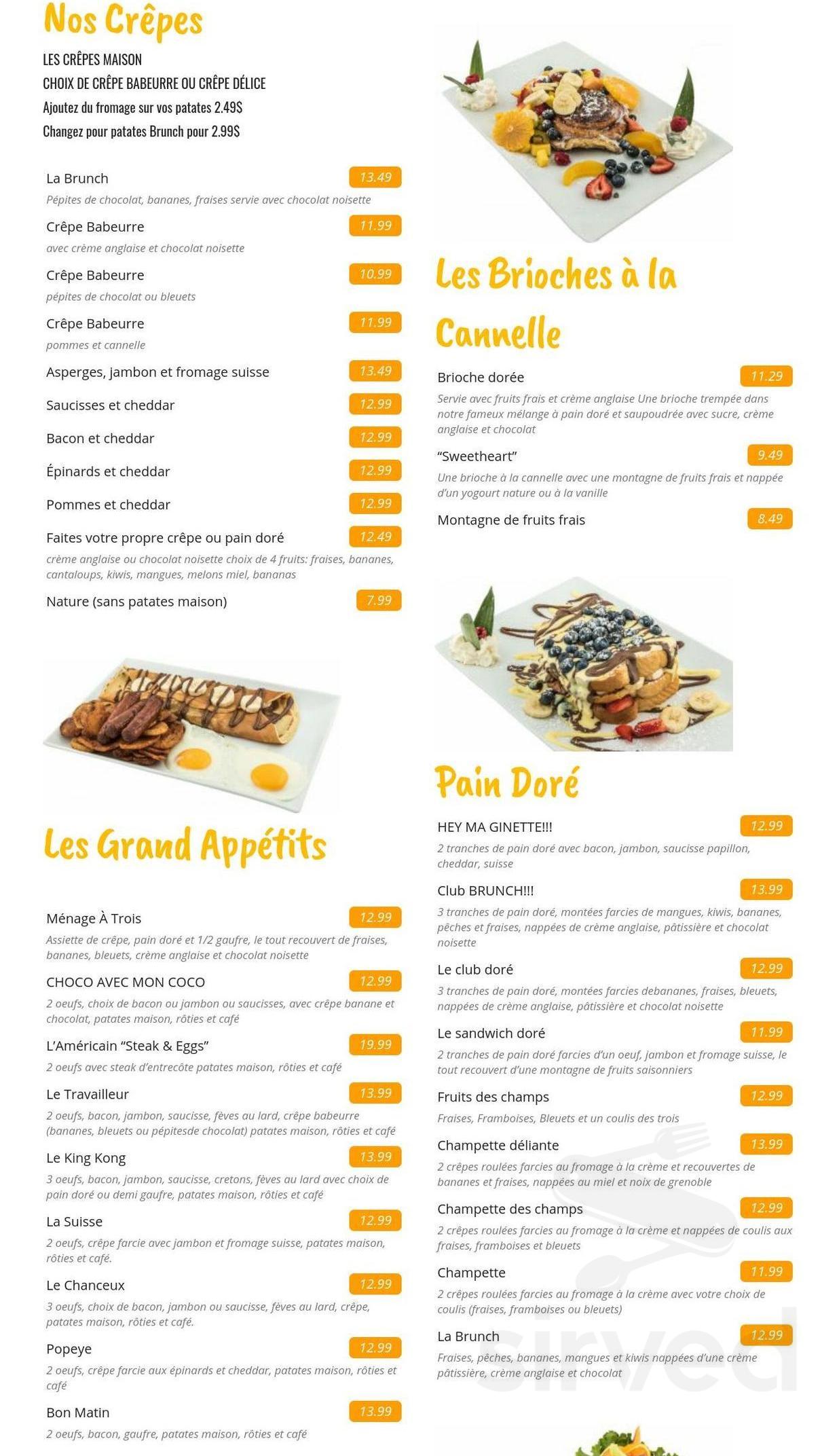 Resto Le Brunch menu in Trois-Rivières, Quebec G9A 4N3, Canada
