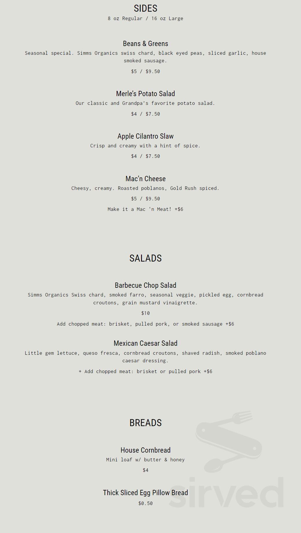 Menu for Breakwater Barbecue in El Granada, California, United States