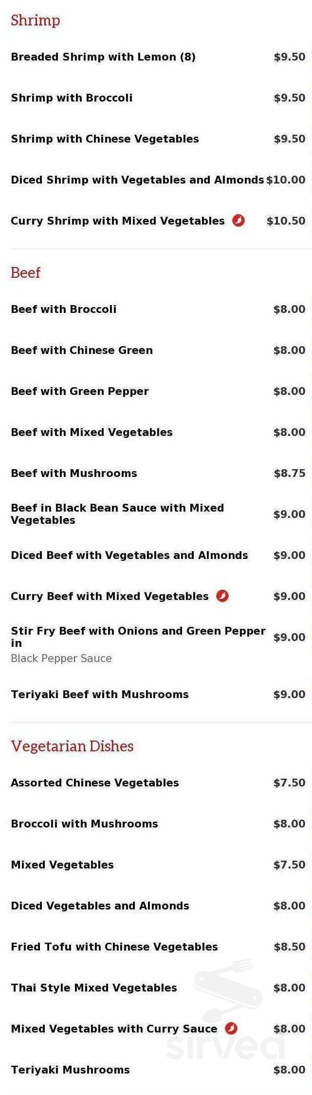 Dragon Chinese Food menu in Chatham, Ontario, Canada