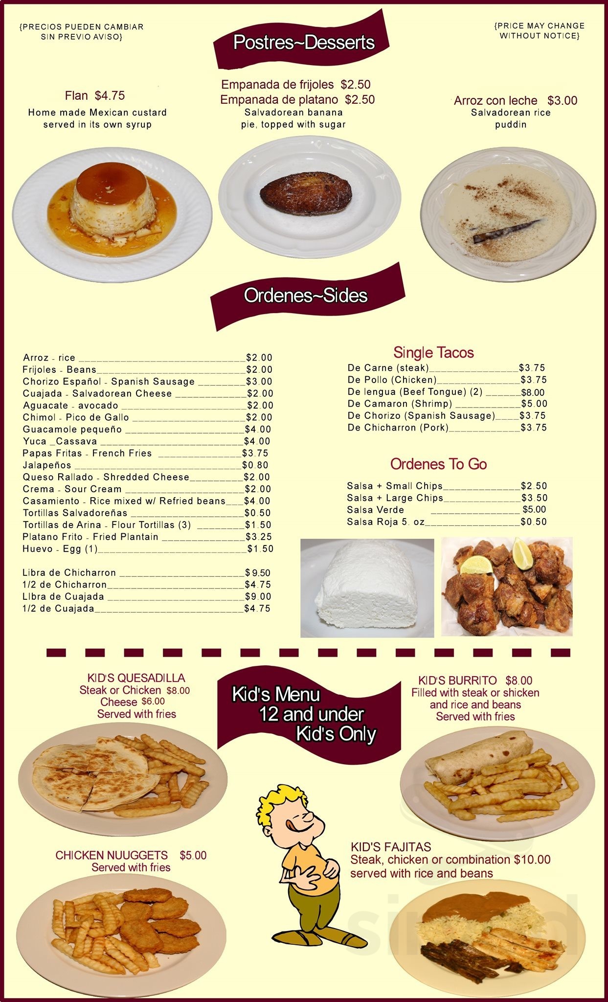 ABI RESTAURANT AND CARRY OUT menu in Alexandria, Virginia, USA