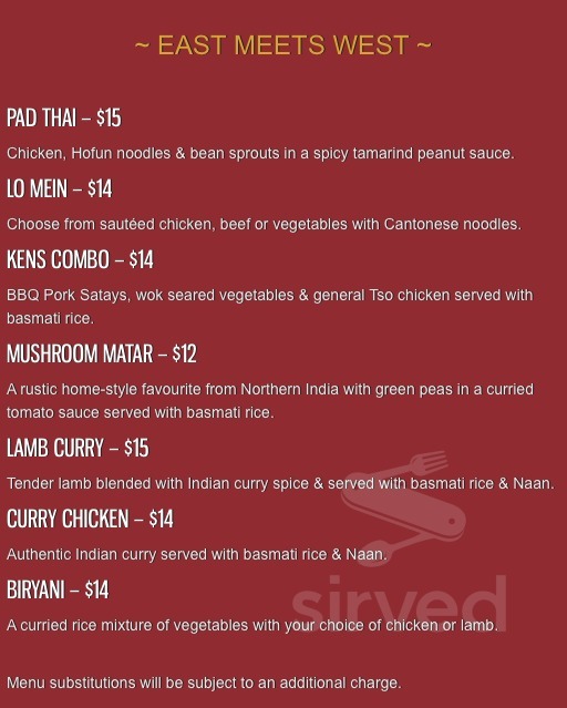 Thandi menu in Saint John, New Brunswick, Canada