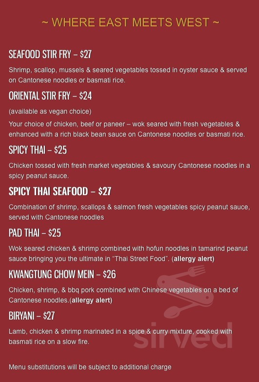 Thandi menu in Saint John, New Brunswick, Canada