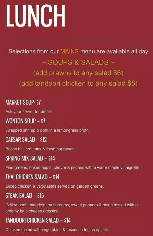 Thandi menu in Saint John, New Brunswick, Canada