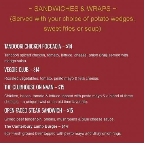 Thandi menu in Saint John, New Brunswick, Canada