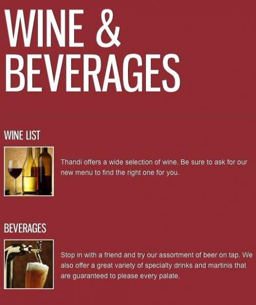 Thandi menu in Saint John, New Brunswick, Canada