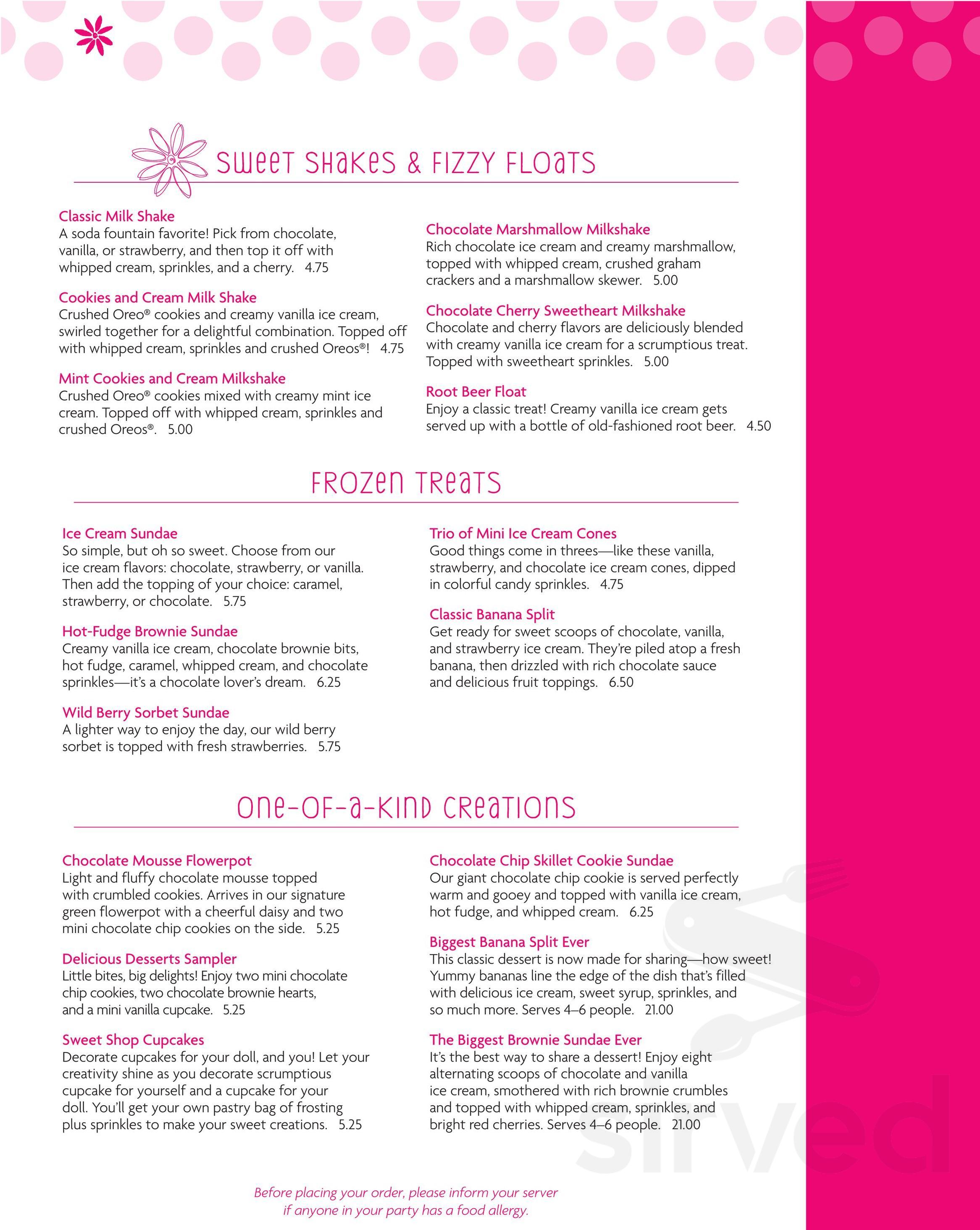 American Girl Washington, D.C. menus in McLean, Virginia, United States