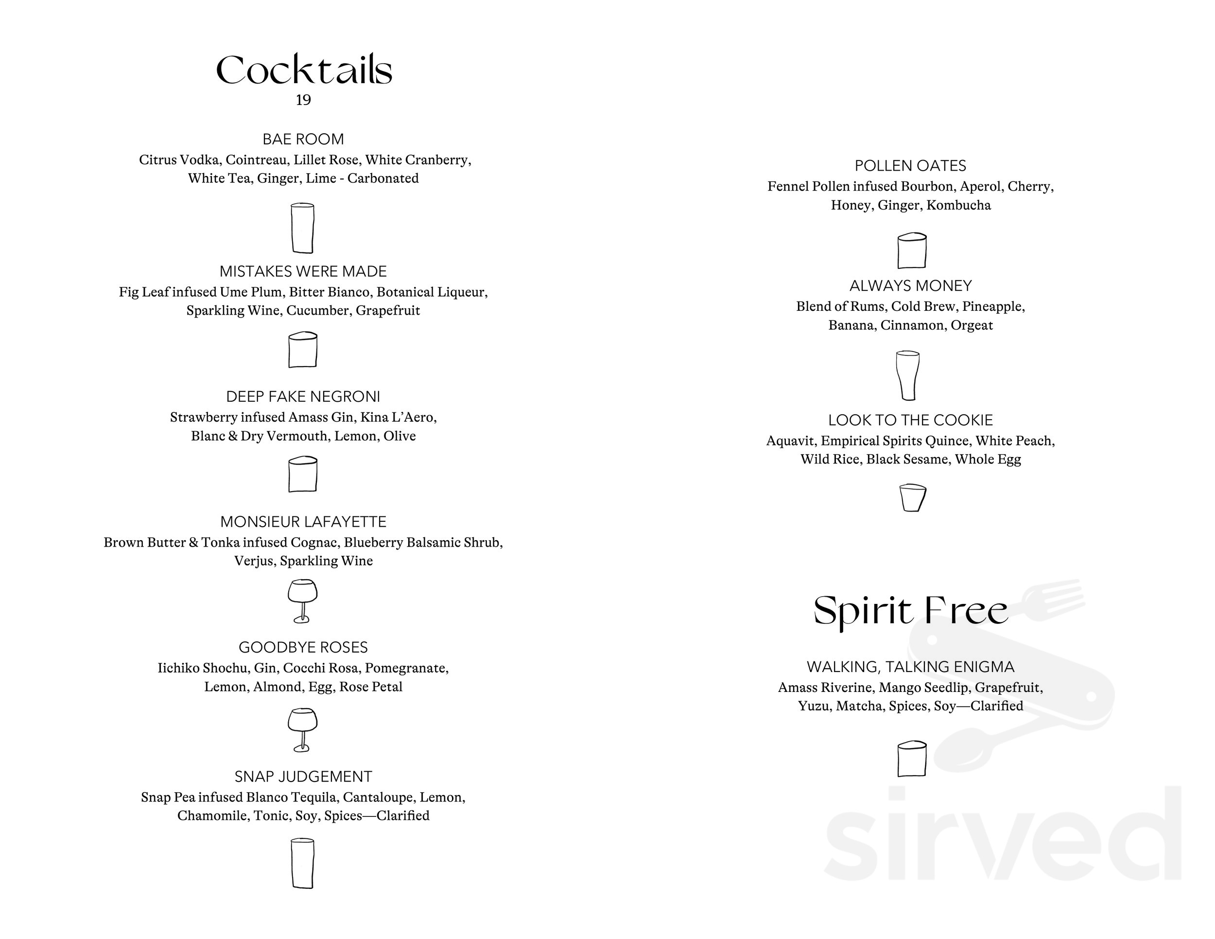 Manhatta menu in New York, New York, USA