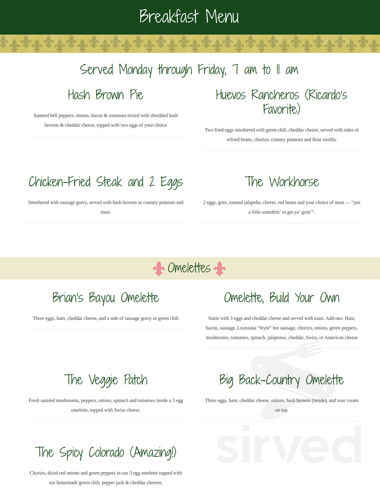 NoNo's Cafe menu in Littleton, Colorado, USA