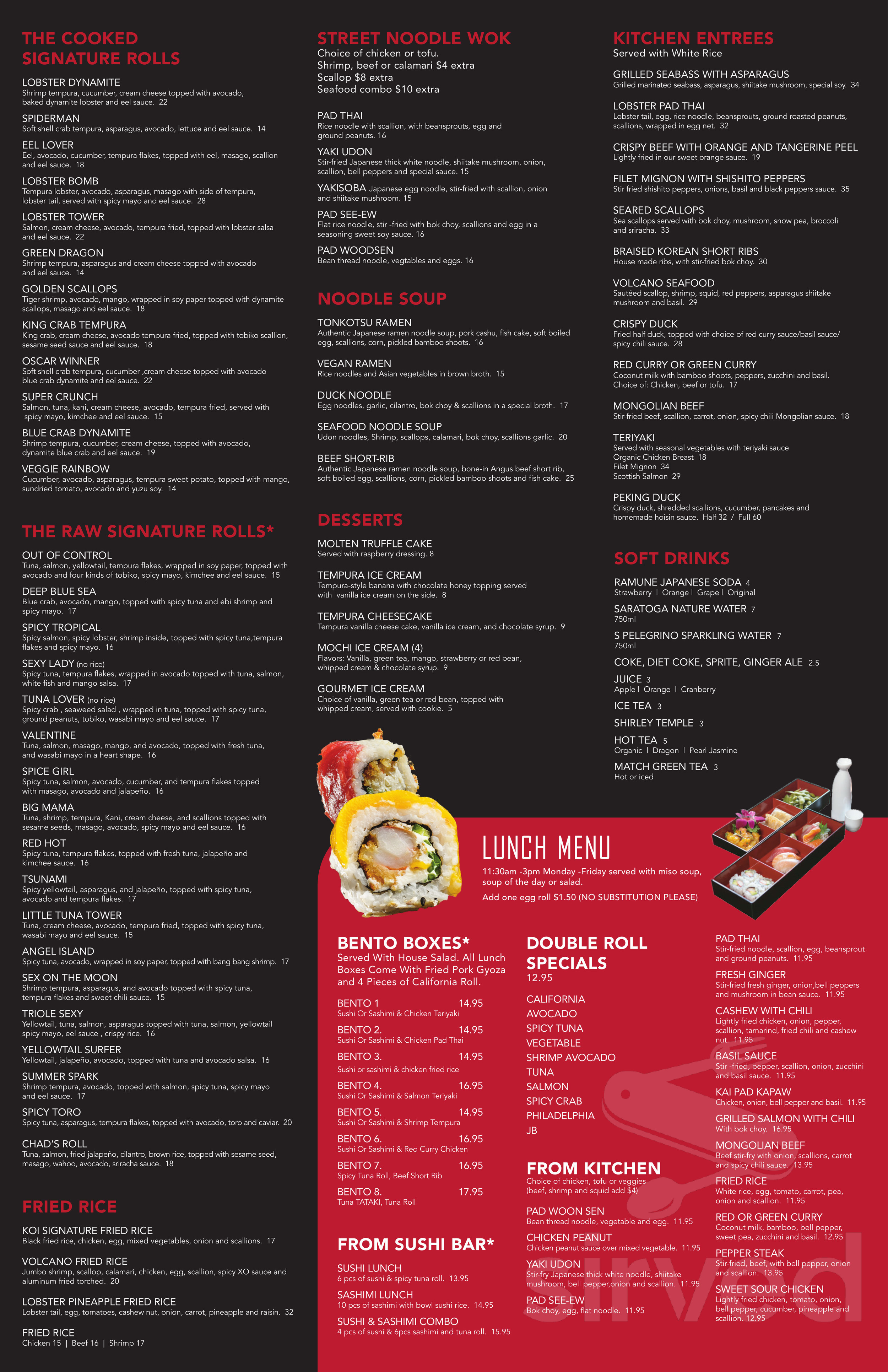 Koi - Sushi Lounge menu in Fort Lauderdale, Florida, USA