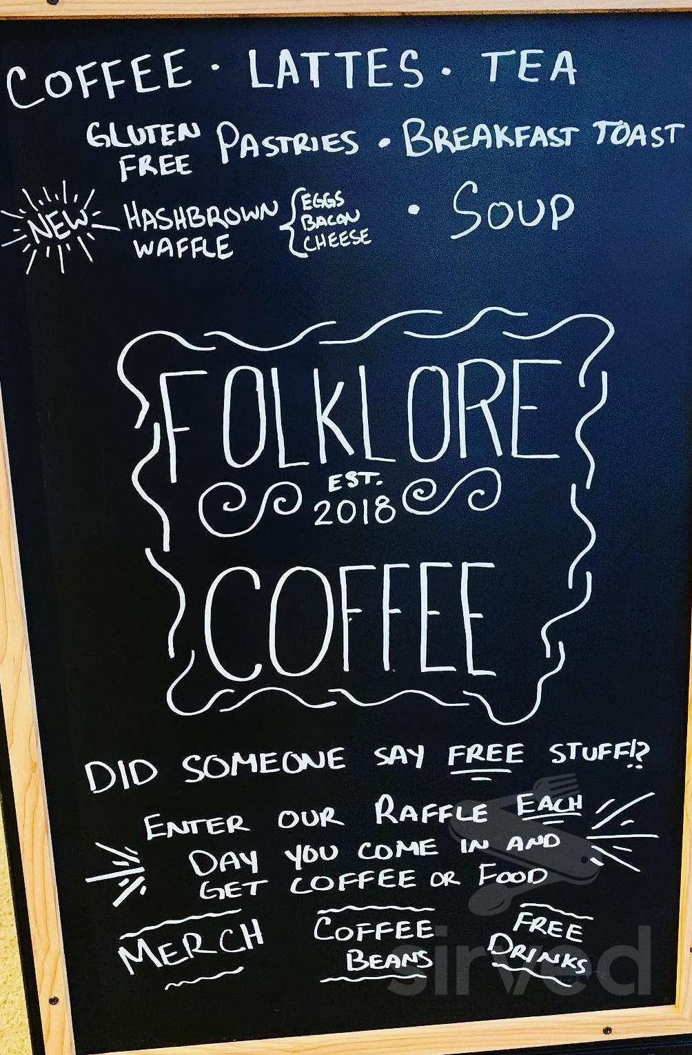 Folklore Coffee menu in Whitefish, Montana, USA