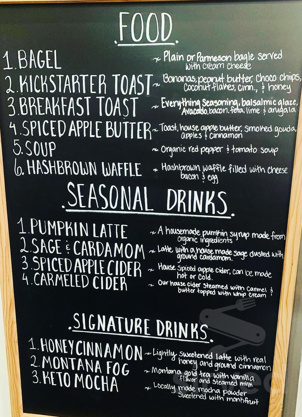 Folklore Coffee menu in Whitefish, Montana, USA