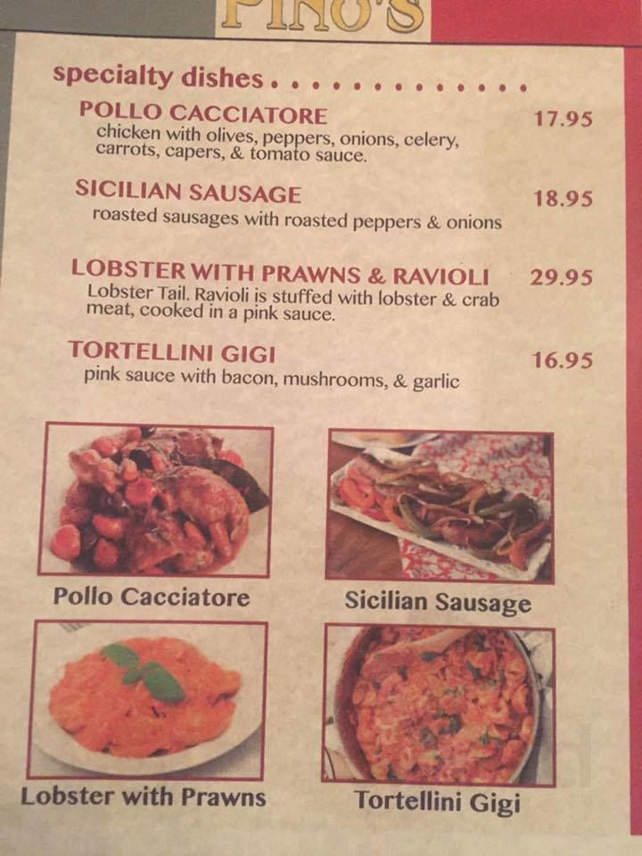 Menu for Pino's in Trail, BC | Sirved