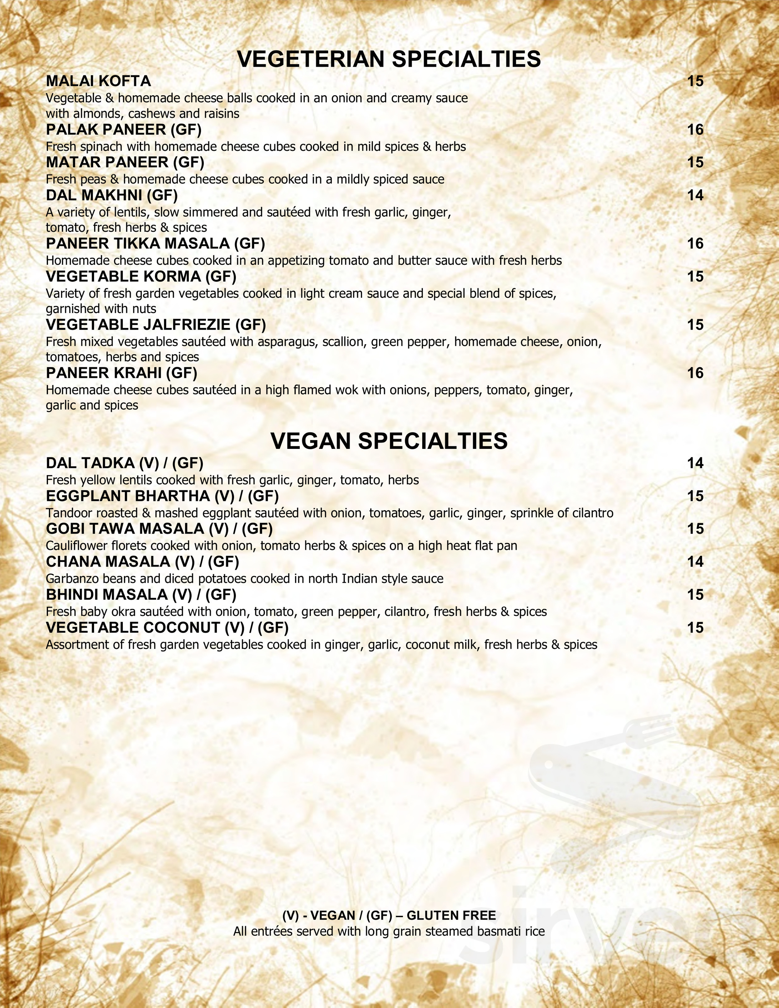 Menu - Winston-Salem NC's Nawab Indian Cuisine | Sirved