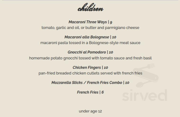 Nunzio Ristorante Rustico menu in Collingswood, New Jersey, USA