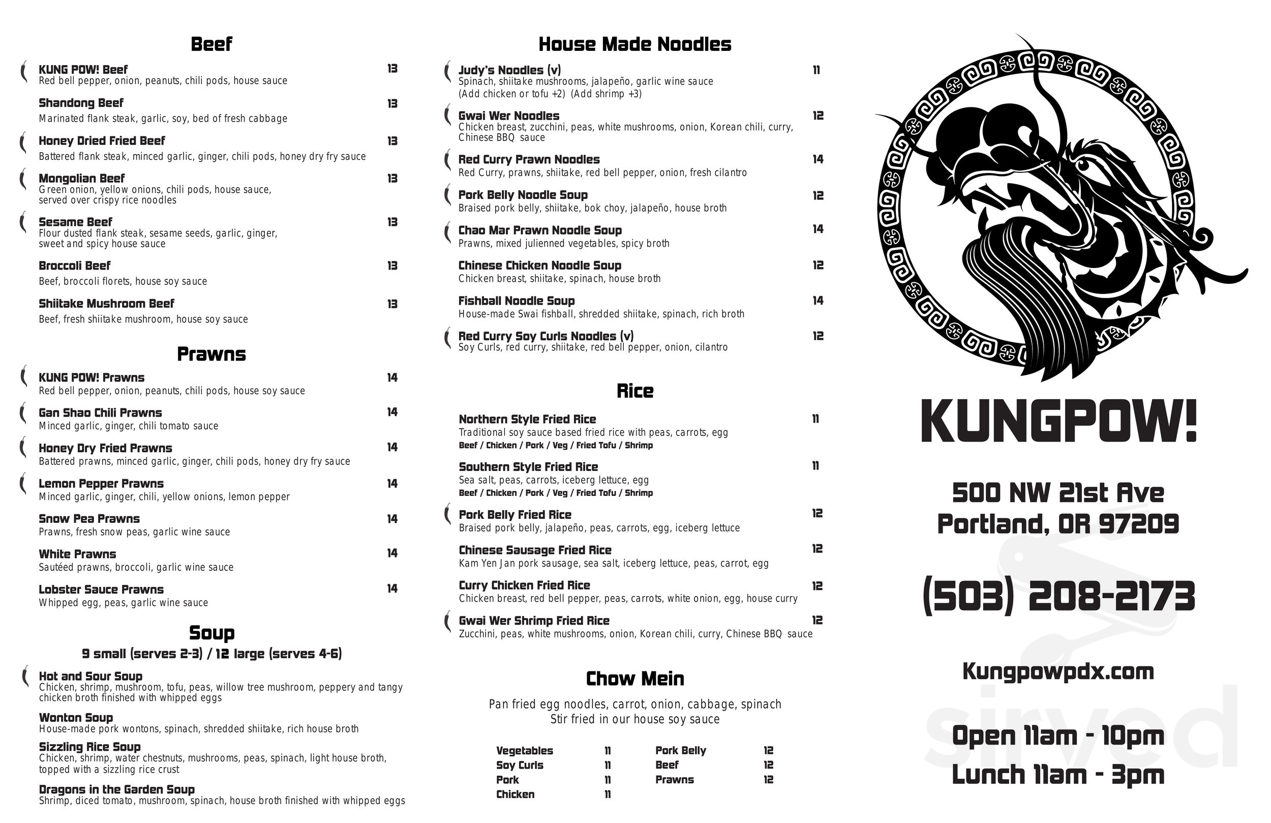 Kung POW! menu in Portland, Oregon, USA