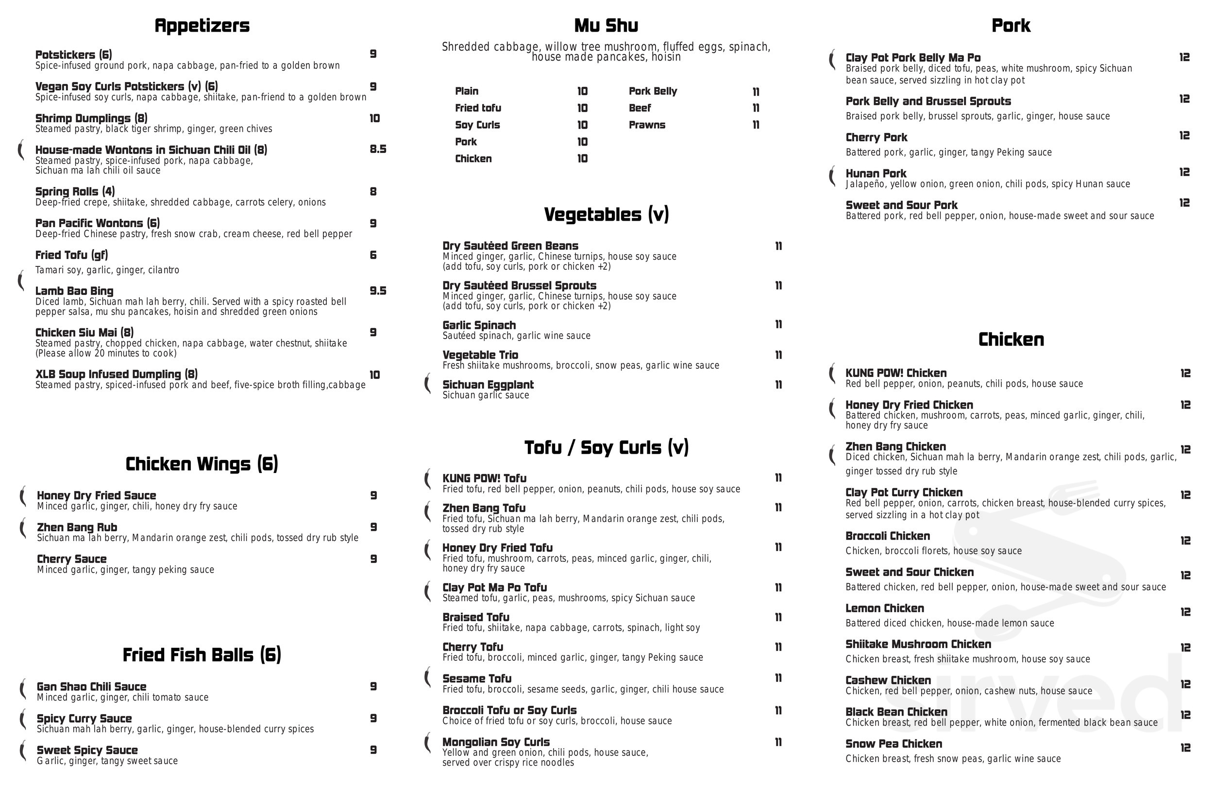 Kung POW! menu in Portland, Oregon, USA